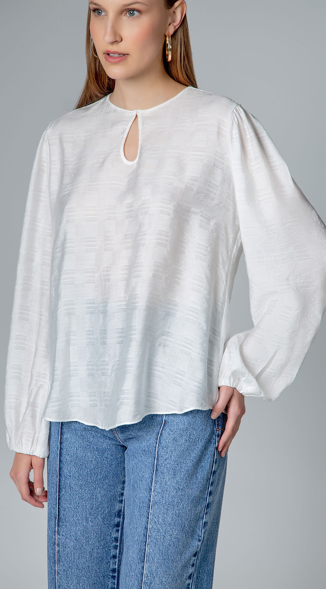 Bata Maria.Valentina Decote Redondo Básica Off White - Maria.Valentina