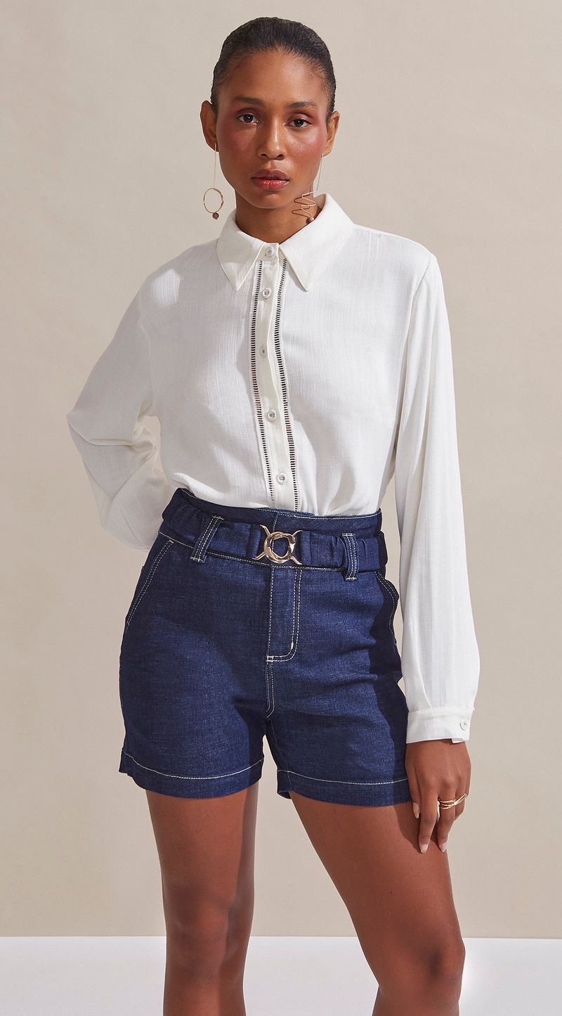 Bermuda Maria.Valentina Regular Com Faixa Jeans - Maria.Valentina