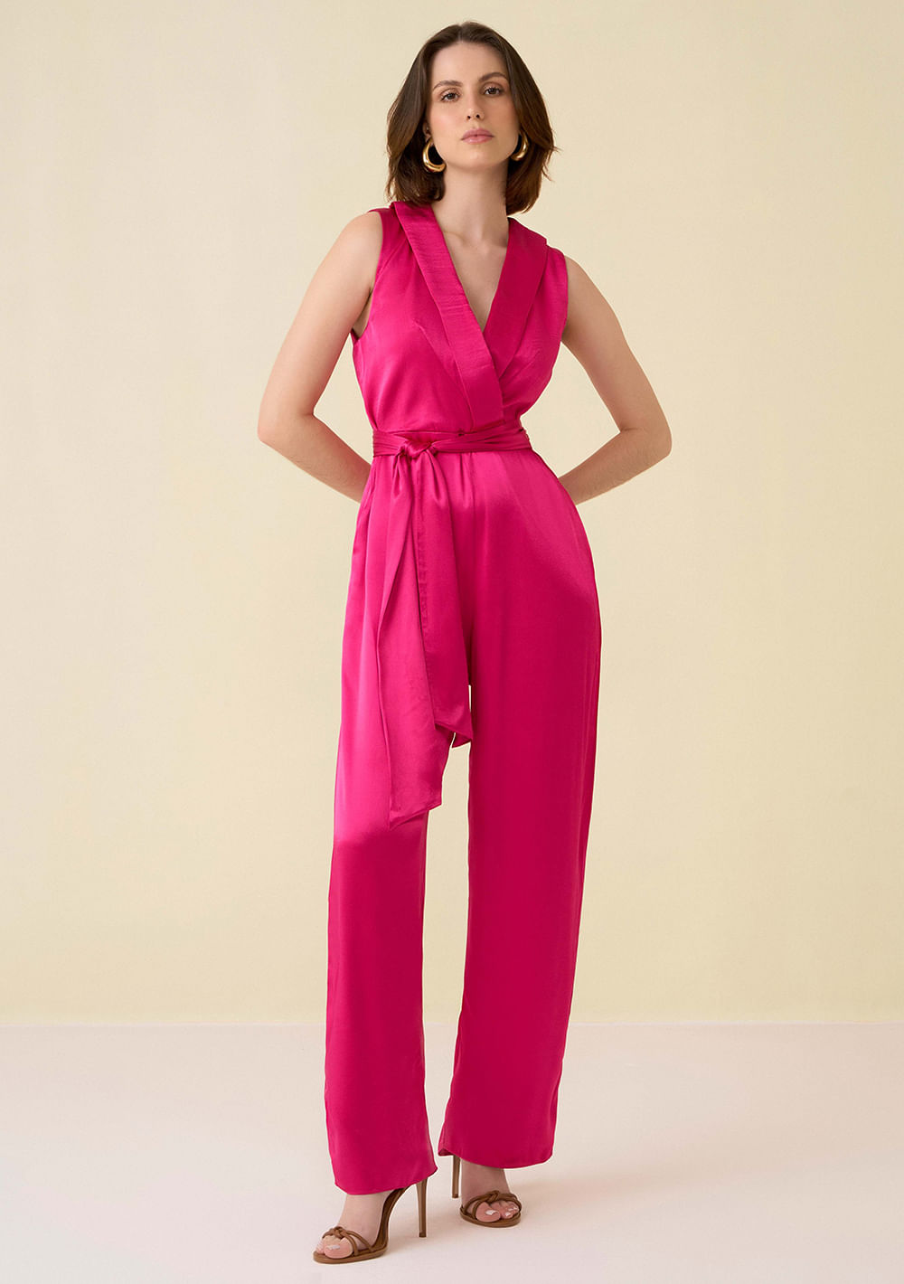 Macacão Maria.Valentina Reto Com Faixa Rosa - Maria.Valentina