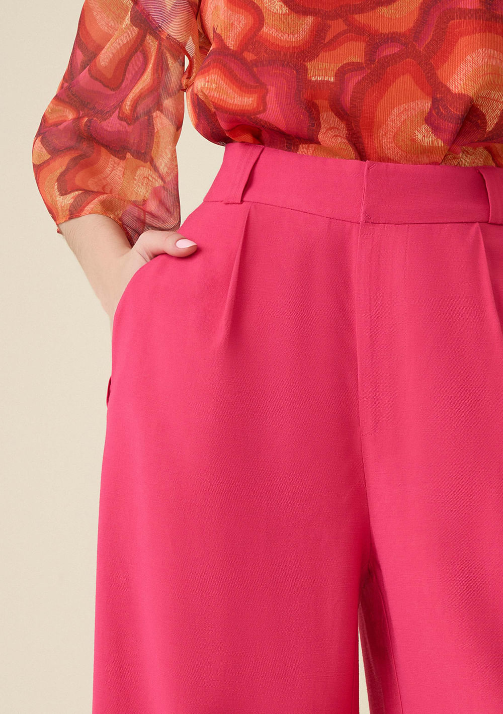 Calça Maria.Valentina Alfaiataria Cós Intermediário Com Recorte Rosa ...